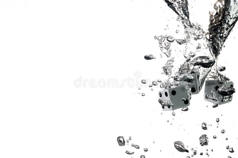 Dice Dropped into the Water, on a White Background. Stock Image - Image ...