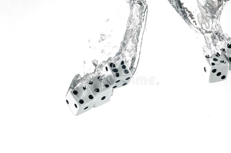 Dice Dropped into the Water, on a White Background. Stock Photo - Image ...
