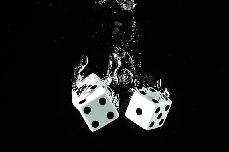 Dice Falling into Water. on a Black Background. Stock Image - Image of ...