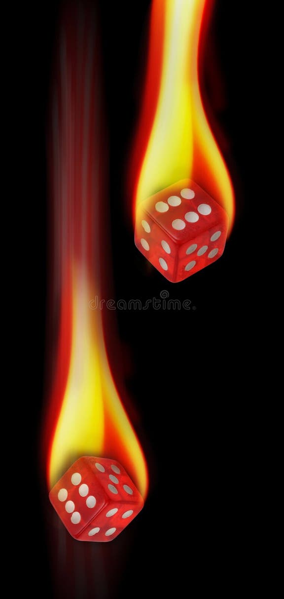 Dice on Fire. stock photo. Image of luck, burn, flame - 79654510