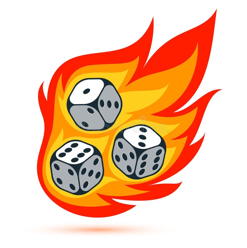 Dice with Flames Falling Vector 3d Illustration, Gambling Games Design ...