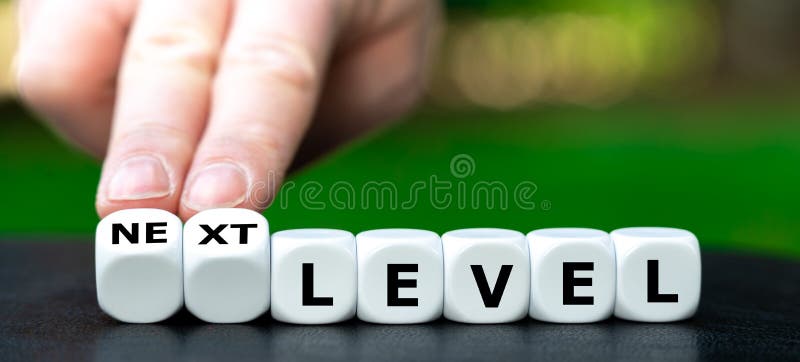 Dice Form the Expression `next Level`. Stock Photo - Image of text ...