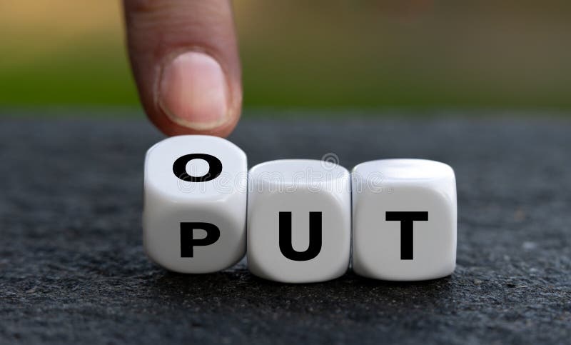 Dice form the word output. stock photo. Image of business - 267424980