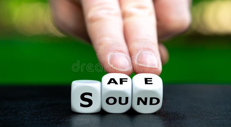 Dice Form the Words Safe and Sound. Stock Image - Image of turn, sound ...