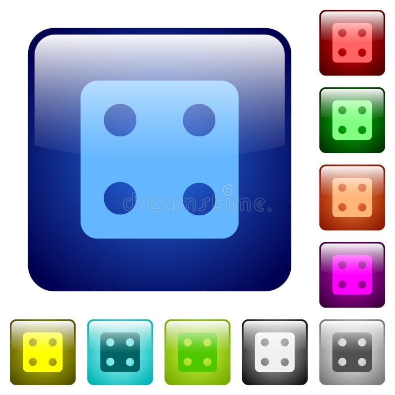 Dice Four Color Square Buttons Stock Vector - Illustration of four ...
