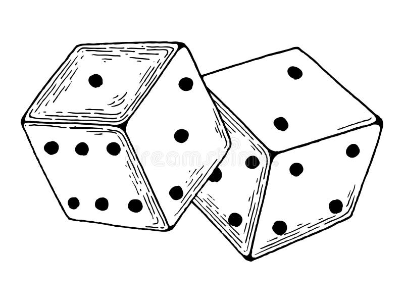 Dice Illustration, Drawing, Engraving, Ink, Line Art, Vector Stock ...