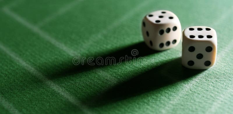 Dice Game. Dice on the Table. Illuminated with a Contrasting Light ...