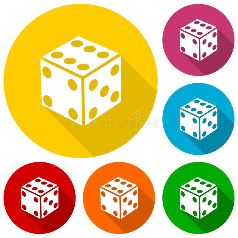 Dice Icons Set with Long Shadow Stock Vector - Illustration of color ...