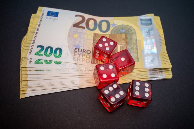Dice Lay on a Stack Two Hundred Euro Banknotes Stock Photo - Image of ...