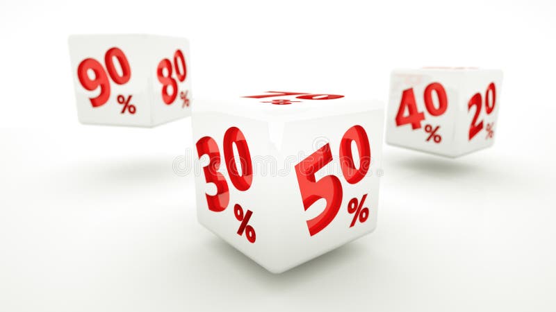 Dice with Percent Symbols Isolated on White Background. 3d Illustration ...