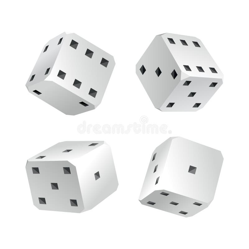 Dice - Realistic White Cubes with Random Numbers of Black Dots or Pips ...