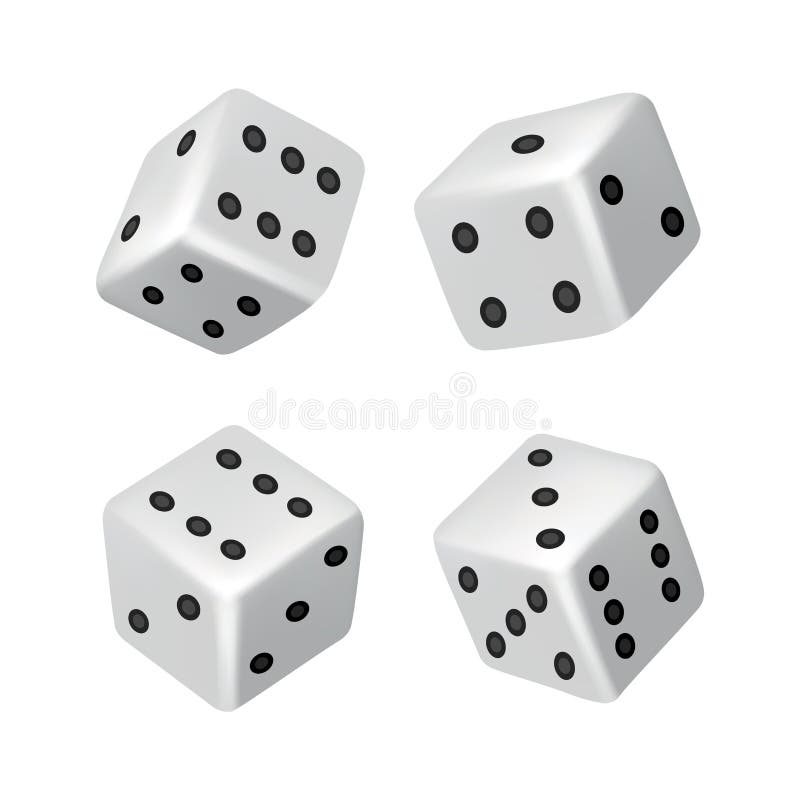 Dice - Realistic White Cubes with Random Numbers of Black Dots or Pips ...