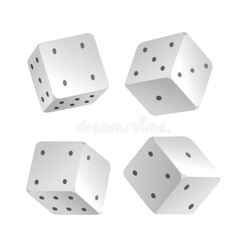 Dice - Realistic White Cubes with Random Numbers of Black Dots or Pips ...