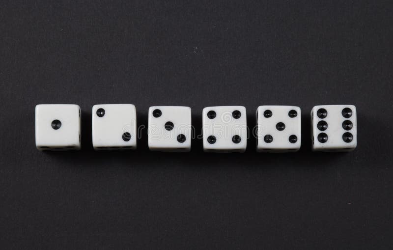 Dice in a Row Showing Numbers One To Six Stock Photo - Image of white ...