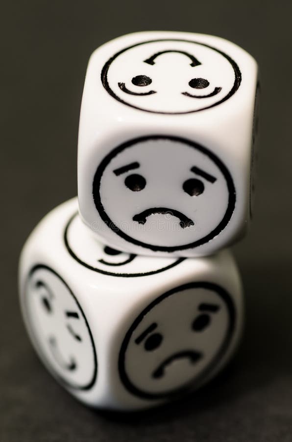 Dice with Sad Emoticon Sides Stock Image - Image of mood, playing: 44776729