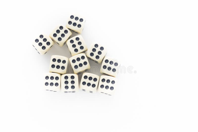 Dice Scattered on a Light Background, only Sixes Stock Image - Image of ...