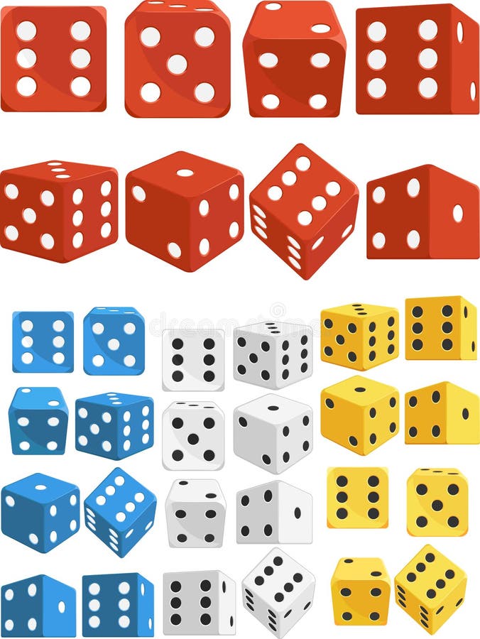 Dice in Several Positions and Colors Stock Vector - Illustration of ...