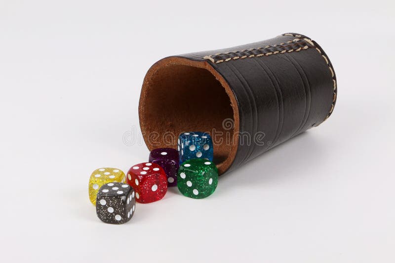 Dice Shaker and Dice stock photo. Image of leather, roll - 40555620