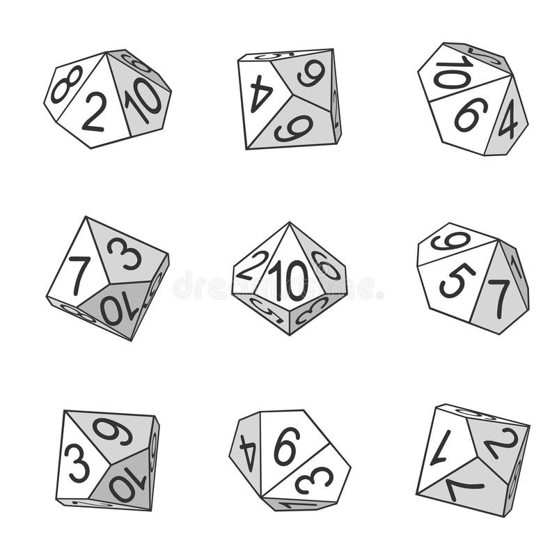 Dice of ten faces stock vector. Illustration of assorted - 364440037