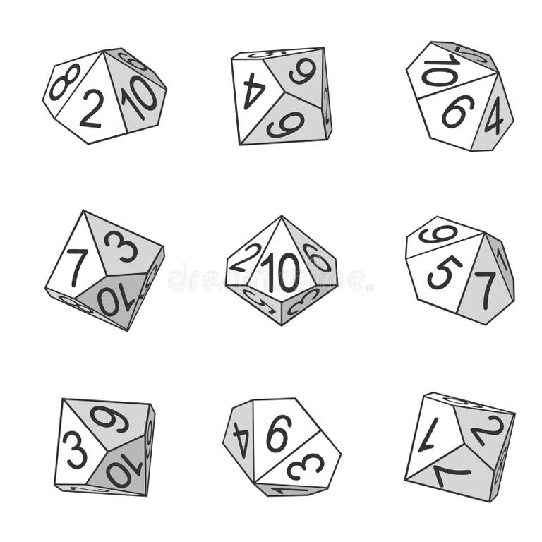 Dice of ten faces stock vector. Illustration of assorted - 364440037