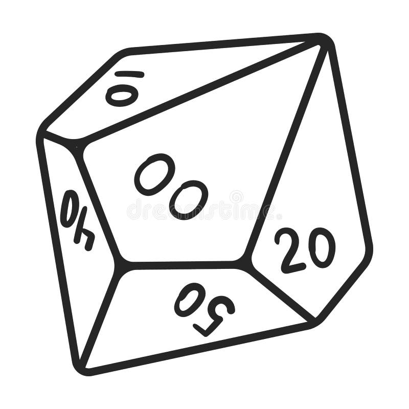 Dice Vector Outline Icon. Vector Illustration Cube Game on White ...