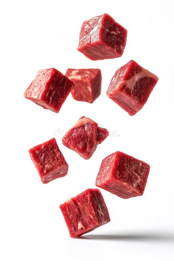 Diced Beef Cubes Falling through the Air Stock Illustration ...