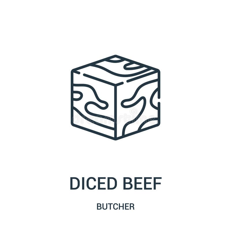 Diced Beef Icon in Monochrome Style Isolated on White Background. Meats ...