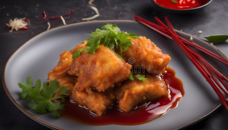 Diced Chicken with Chilly Peppers and Flakes Stock Illustration ...