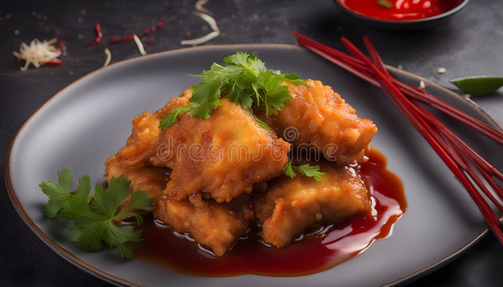 Diced Chicken with Chilly Peppers and Flakes Stock Illustration ...
