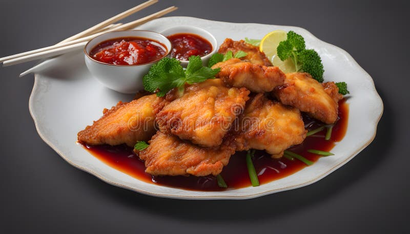 Diced Chicken with Chilly Peppers and Flakes Stock Illustration ...