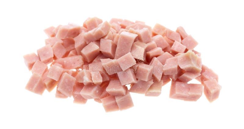 Diced Ham On A White Background Stock Photo - Image: 60164087