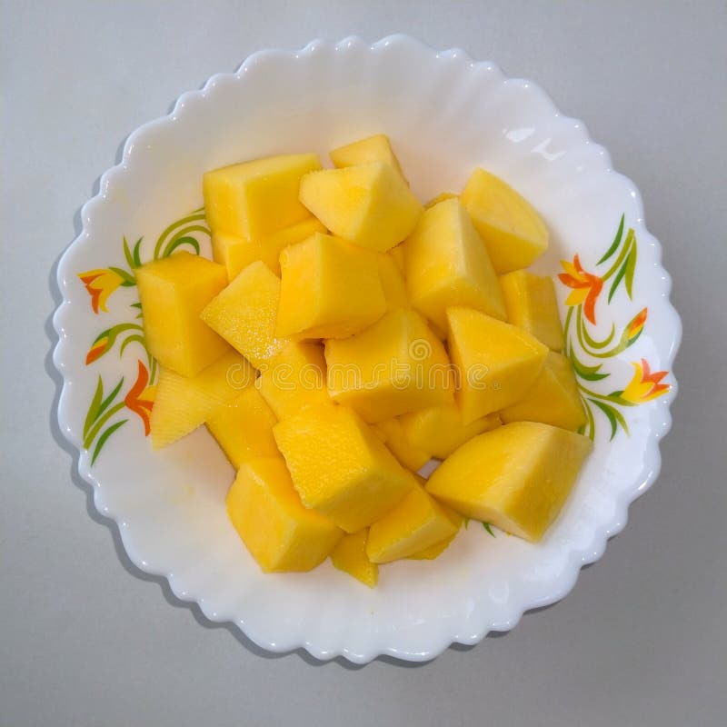 Diced Mango in a Jar Served with Lemon Stock Image - Image of closeup ...