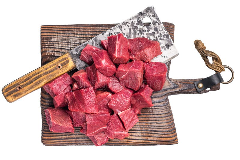 Diced Raw Kangaroo Meat, Wild Fresh Game Meat Isolated on White ...