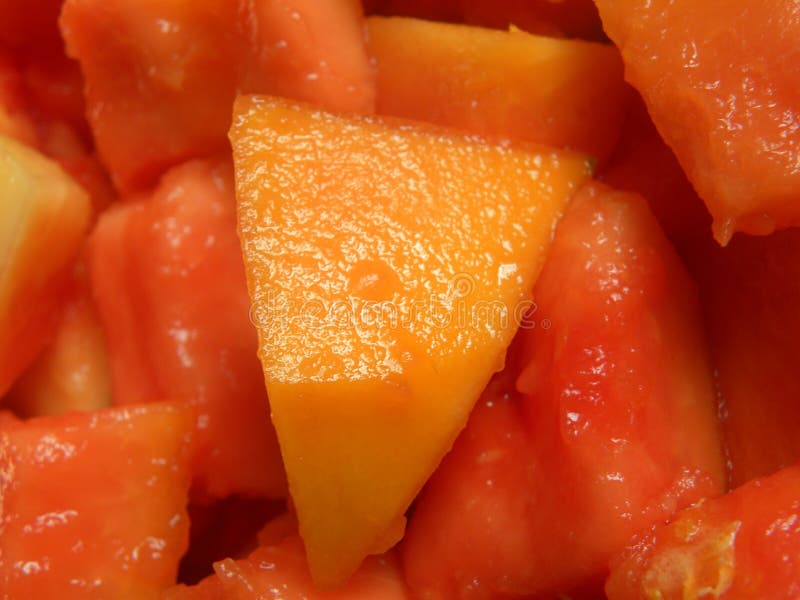 Diced ripe Papaya fruit stock photo. Image of isolated - 168718014
