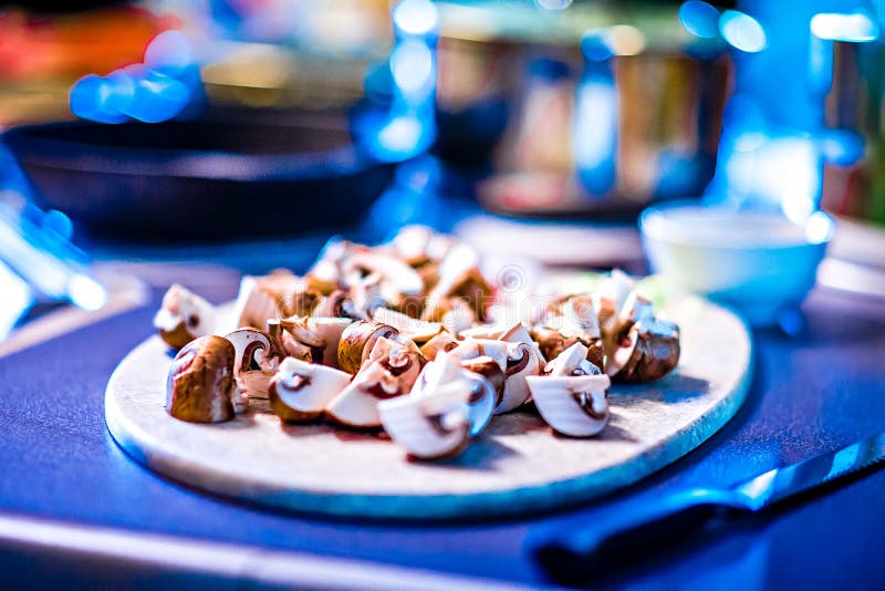 Diced cut mushrooms stock photo. Image of cultivated - 185256092