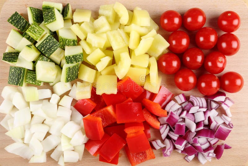 Diced vegetables. stock image. Image of vivid, board - 57634269