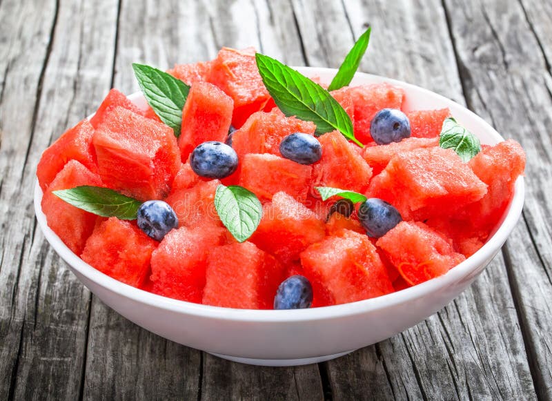 Diced watermelon stock photo. Image of delicious, melon - 91385270