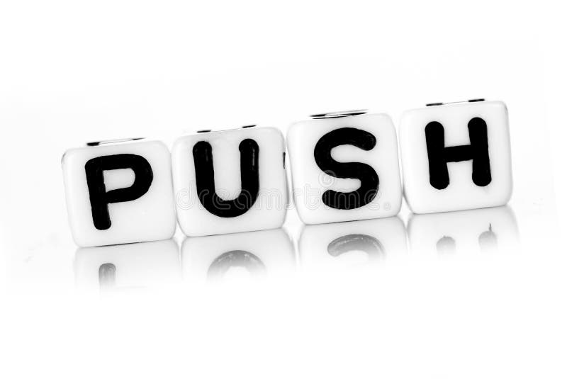 Dices with Letters Forming Word: Push Stock Photo - Image of successful ...