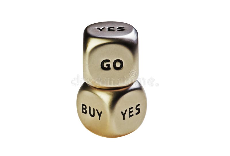 Dices with Words Buy Yes and Go Stock Photo - Image of retail, lose ...