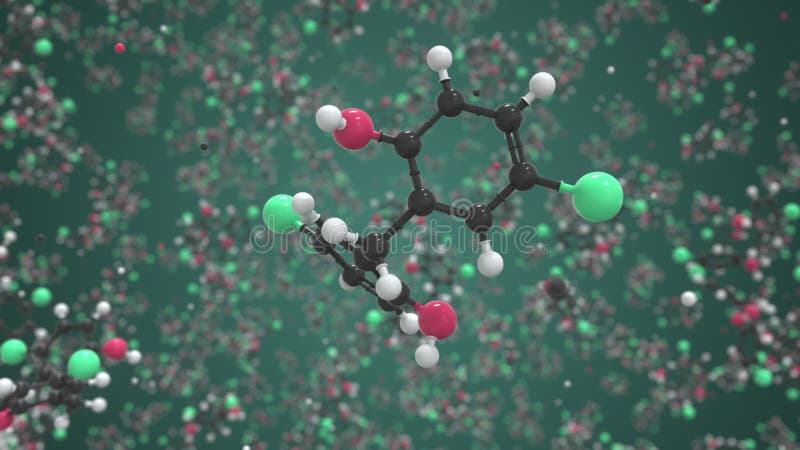 Dichlorophen Molecule, Scientific Molecular Model, Looping 3d Animation ...
