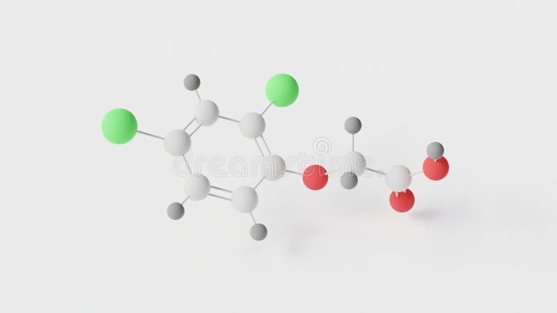 2,4-Dichlorophenoxyacetic Acid Molecule 3d, Molecular Structure, Ball ...