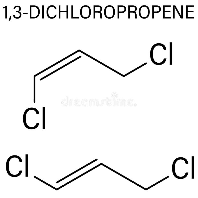 1,3-dichloropropene or Dichloropropene Pesticide Molecule. Skeletal ...