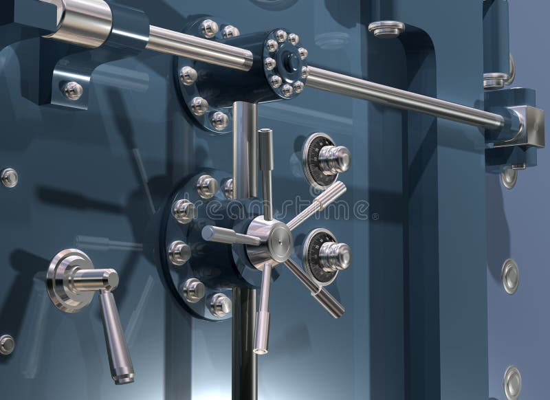 Dichte Omhooggaand Van De Kluis Van De Bank Stock Illustratie ...