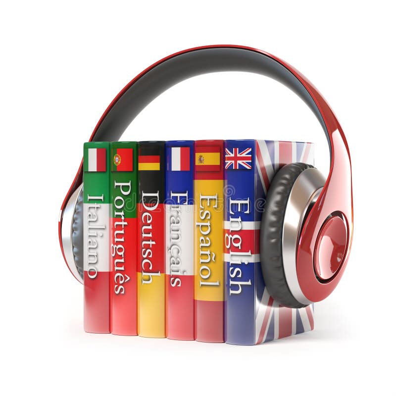 Dictionaries with Headphones, Learning Foreign Language Concept Stock ...