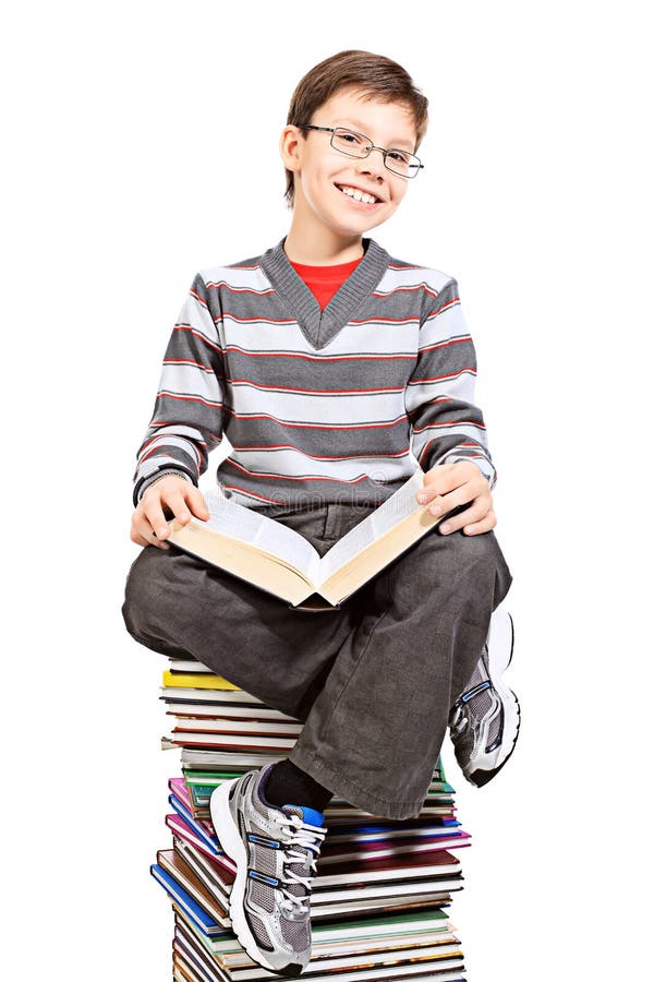 Boy Reading and Listening Musi Stock Photo - Image of intellectual ...