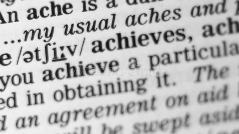 Dictionary Definition - Achieve. Stock Footage - Video of selective ...