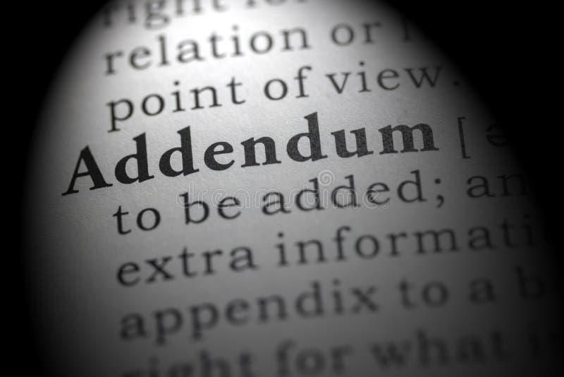 Dictionary Definition of Addendum Stock Photo - Image of macro ...
