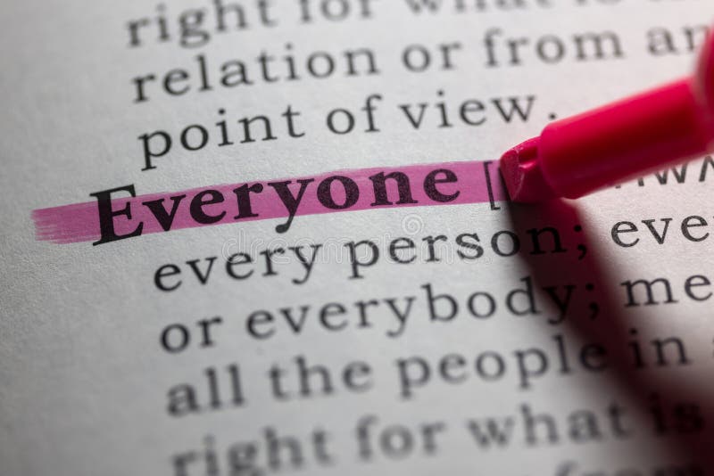 Dictionary Definition of Everyone Stock Photo - Image of highlight ...
