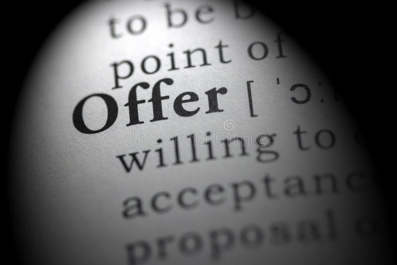 Dictionary Definition of Offer Stock Photo - Image of text, page: 234113128