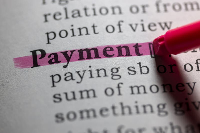 Dictionary Definition of Payment Stock Image - Image of printing, word ...